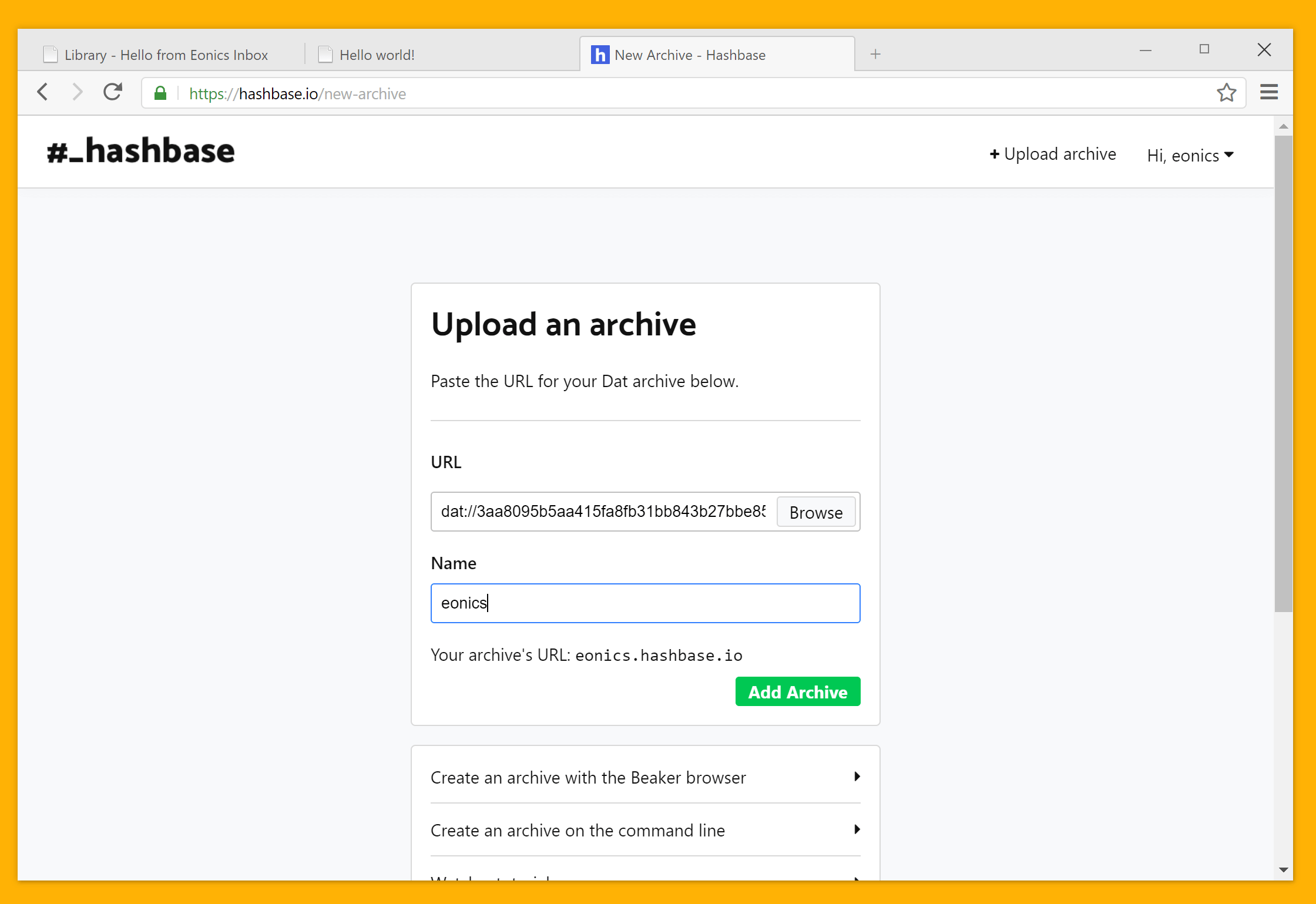 "Hello Distributed Web!" - Beaker Browser en het Dat-protocol - Inbox - Eonics